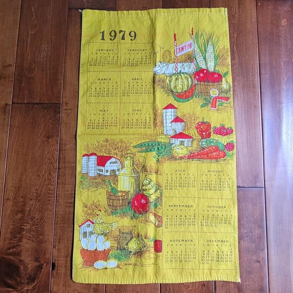 Kitchen | Vintage 1979 Calendar Country Fair Farmhouse Kitchen Towel ...